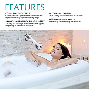 Grab Bars for Bathtubs and Showers, Shower Handles for Elderly Suction, Bathroom Accessories for Shower Chair, Grab Bars for Elderly for Wall, Handicap Grab Bars, Shower Grab Bars for Seniors