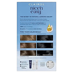 Clairol Nice'n Easy Permanent Hair Dye, 2 Black Hair Color, Pack of 3