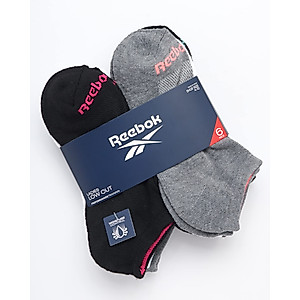 Reebok Women's Low Cut Socks - 6 Pack Performance Cushion Comfort No Show Socks - Breathable Athletic Socks for Women (4-10), Size 4-10, Black/White/Grey