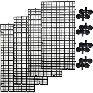 YOOHUA 4PCS Aquarium Divider Tray Plastic Grid Aquarium Egg Crate Light Diffuser, Fish Tank Divider Filter Bottom Isolation with 8PCS Sucker Clip (Black)