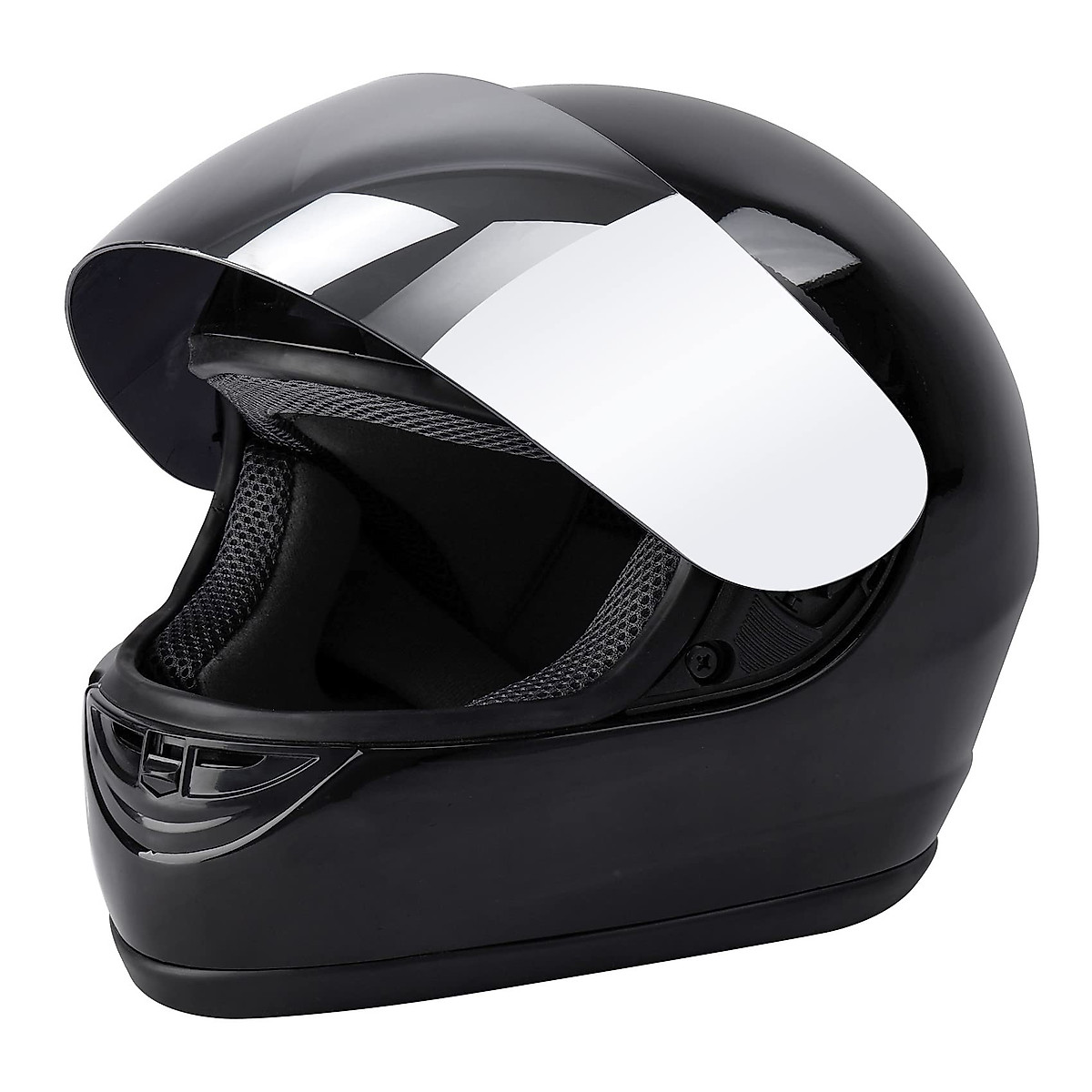 SLMOTO DOT Approved Motorcycle Helmet Hot Gloss Black Full Face Mirror Visor Sun Shield Street Helmet