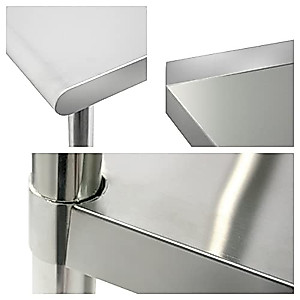 Nisorpa Commercial Stainless Steel Table with Caster Wheels 36x24in Kitchen Worktables with Backsplashs Prep Food Workbench Under Shelf 330~550lbs Capacity for Restaurant