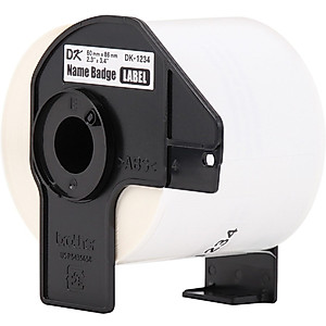 Brother Genuine DK-12343PK Die-Cut Name Badge Paper Labels, 2.3 in x 3.4 in (60 mm x 86 mm) Adhesive Name Badge White Paper Labels, 260 Labels per Roll, (3) Rolls per Box