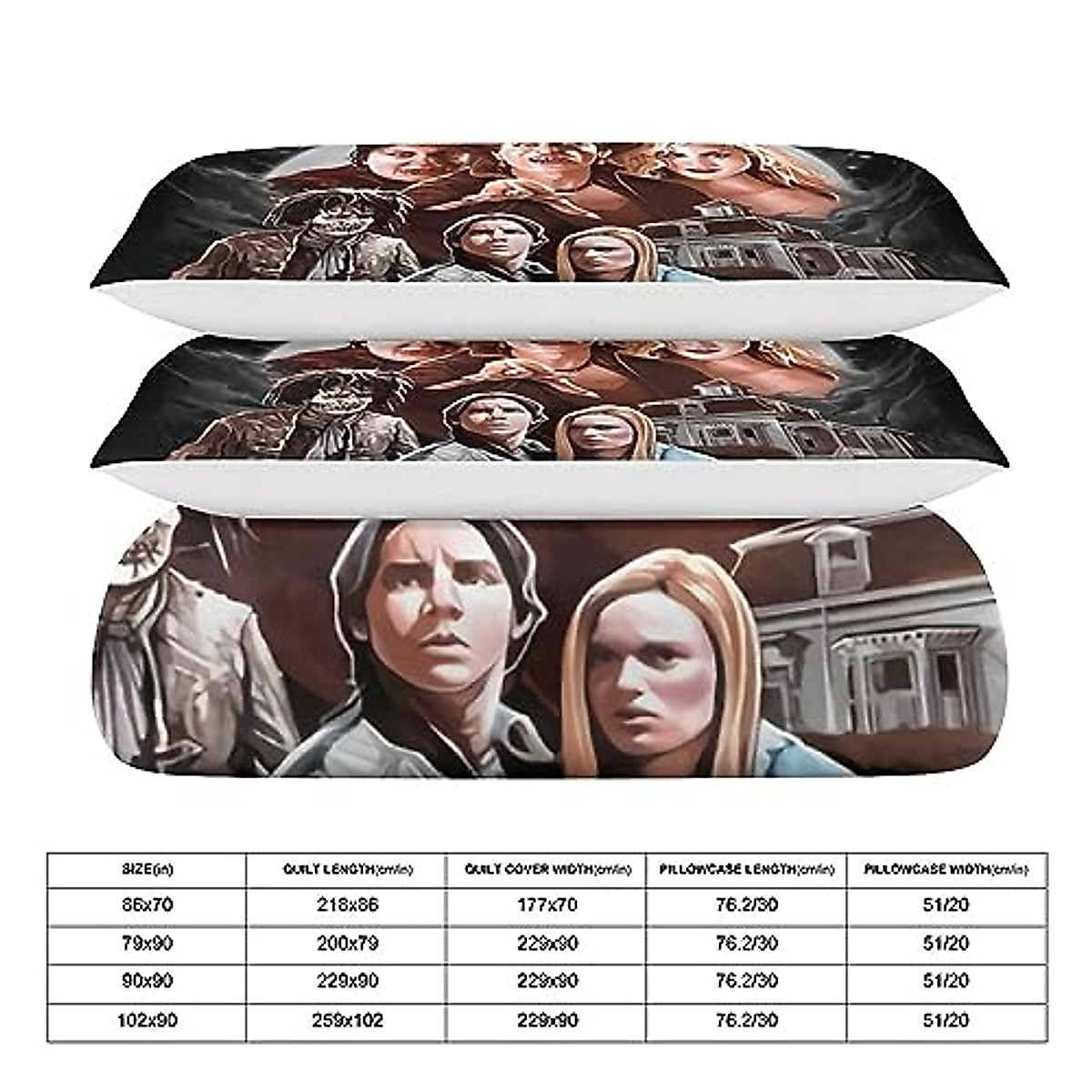 ggtg Hocus Pocus 3-Piece Bedding Set Soft Microfiber Sheet & Pillowcase Sets Full Size Sheet Set 90"x90"
