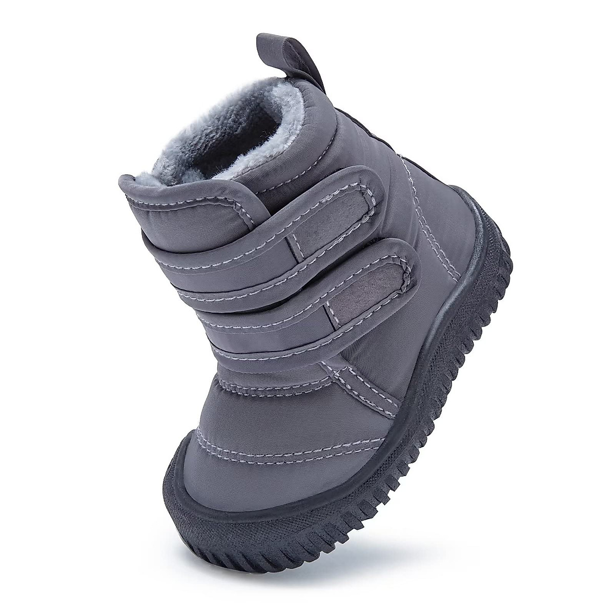 BMCiTYBM Baby Snow Boots Boys Girls Winter Infant Shoes Anti-Slip 6 9 12 18 24 Months Faux Fur Grey Size 6-12 Months Infant