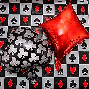 8 Pieces Casino Theme Party Balloons Playing Cards Balloons Casino Foil Balloons Casino Party Decoration Supplies for Las Vegas Party, Poker Events, Casino Night Birthday
