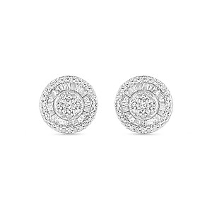 Amazon Essentials Sterling Silver Diamond Round Stud Earrings (1/2 cttw) (previously Amazon Collection)