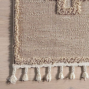 nuLOOM Polina Geometric High-Low Tasseled Area Rug, 4x6, Beige