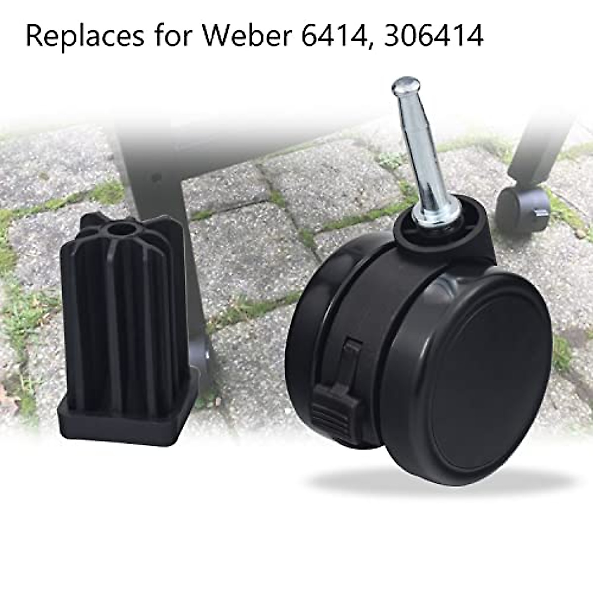 6414 Caster Wheel with Caster Insert Compatible with Weber, Genesis 1000-5000, Genesis A,B,C (2002-2003), Genesis Gold B/C (2002 and Newer), Platinum 1, Summit, Silver, Spirit Gas Grills