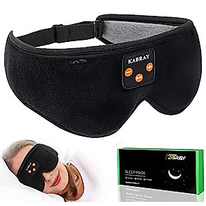 Sleep Mask with Bluetooth Headphones, Kabray Bluetooth Sleep Mask, Sleeping Headphones with Adjustable Stereo Speakers for Insomnia Nap Travel, Cool Tech Gadgets Unique Gift for Men Women