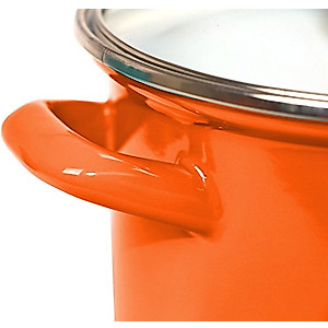 Calypso Basics by Reston Lloyd Enamel on Steel Stockpot with Glass Lid, 8-Quart, Orange