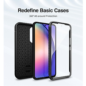 SURITCH for Samsung Galaxy A54 5G Phone Case, Full Body Shockproof Protective Military Grade Rugged Dual Layer Case with Built in Screen Protector -Black