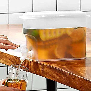 Plastic Drink Dispenser, Beverage Dispenser With Spigot, 3.5L Iced Juice Lemonade Dispenser For Party Daily Use, Milk Dispenser For Fridge Gallon, Small Water Dispensers
