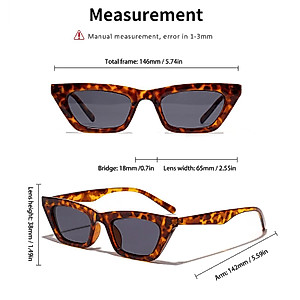 BOJOD 2Pack Small Square Cat Eye Sunglasses for Women Trendy Retro Skinny Cool 90s Sunglasses Black+Tortoise