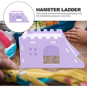 POPETPOP Guinea Pig Hamster Ladder House Plastic Rabbit Hideout Bunny Houses Small Chicken Castle Pet Rats Habitat Hedgehogs Chinchilla Climbing Play Hut for Indoor Pet Cage Violet