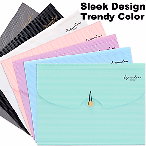 Sooez 7 Pocket Expanding File Folder, Premium Accordion File Organizer, Letter Size Folders for Documents, Sleek Filing Folders with Bungee Closure, Portable Folders for School Office Supplies, Purple