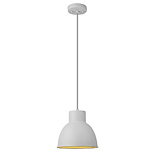 Globe Electric 61002 1-Light Pendant, Matte Gray, Gray Designer Fabric Cord