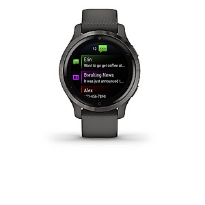 Garmin Venu 2S, Smaller-Sized GPS Smartwatch with Advanced Health Monitoring and Fitness Features, Slate Bezel with Graphite Case and Silicone Band, (010-02429-00) (Renewed)