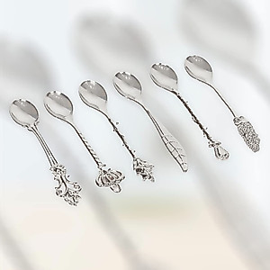Alisveristime Traditional Ottoman Motif Tea Spoons - Decorative Stirring, Sugar, Tea Spoons (Set of 6) (Motif) (Silver)