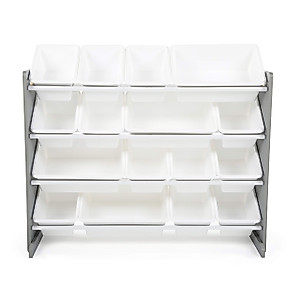 Humble Crew Supersized Wood Toy Storage Organizer, Extra Large, Grey/White & Crew Kids Book Rack Storage Bookshelf, Grey/White