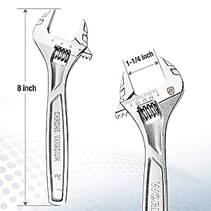 WORKPRO Adjustable Wrench, 8-inch Heavy Duty Spanner with Inch/Metric Scale, Premium Cr-V Steel, Chrome Plated