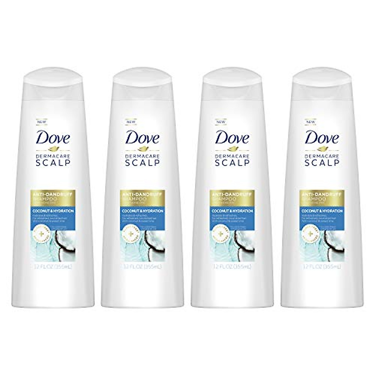 Dove Dermacare Dandruff Shampoo for Dry Scalp Coconut & Hydration Anti-Dandruff Shampoo 12oz, Pack of 4