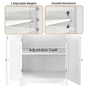 Yaheetech Bathroom Storage Cabinet with 2 Drawers & Adjustable Shelf, 2 Doors Bathroom Floor Cabinet, Wooden Cupboard for Living Room, Hallway, White