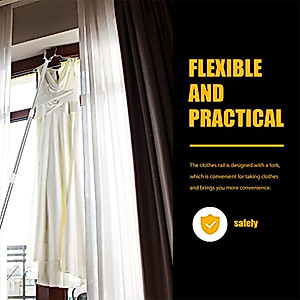 Pole 2pcs Clothes Reach Poles Retractable Clothes Drying Fork Stainless Steel Clothesline Rod Pole Wardrobe Hook Adjustable Reaching Pole for Balcony Closet Reach Tool