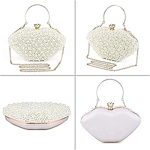 UBORSE Clutch Bag Ceremony Pearl Evening Bag Elegant Women Shoulder Bag Small Bridal Purse for Wedding Cocktail Party
