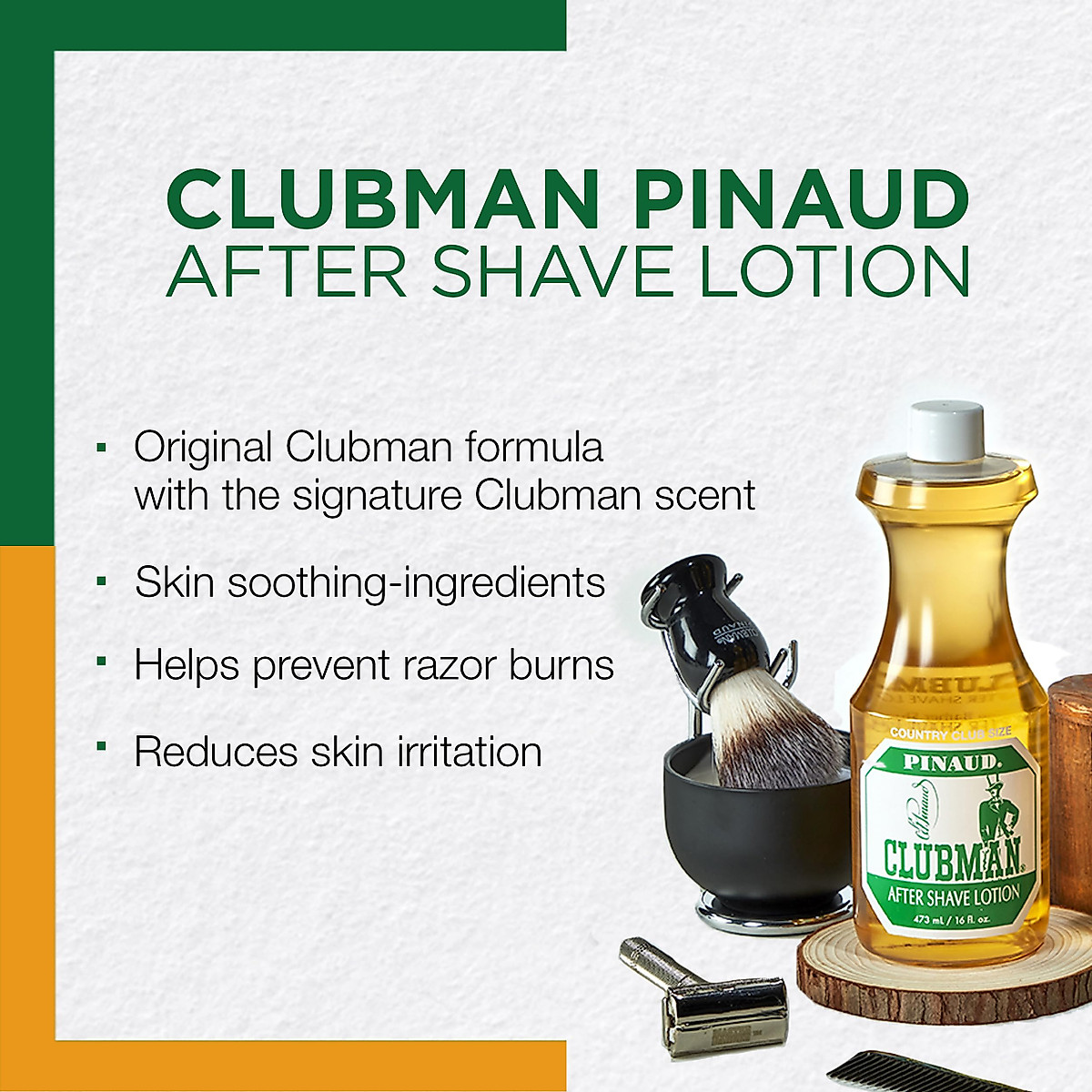 Clubman Pinaud After Shave Lotion, Soothes Skin After Shaving With Masculine Fragrance, 16 oz