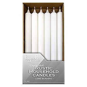 Hyoola 10 Inch Dinner Candles - 12 Pack - White Tall Candles - Unscented Rustic Candles - Long Burning Candle Sticks