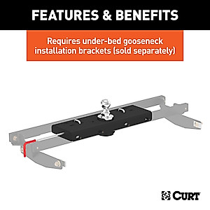 CURT 60607 Double Lock Gooseneck Hitch with 2-5/16-Inch Flip-and-Store Ball, 30,000 lbs