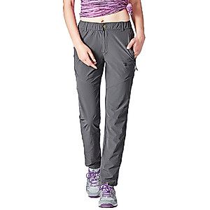 Gopune Women's Outdoor Quick Dry Lightweight Hiking Mountain Pants with Zipper Pockets (Deep Grey,M)