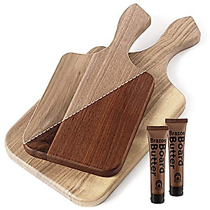 Brazos Home Dark Walnut Wood Cutting Board for Kitchen, 2 Pack, Chopping Board, Wood Cheese Board, Unseasoned, Includes Brazos Board Butter, Ideal for Serving or Chopping, , Small and Medium Bundle