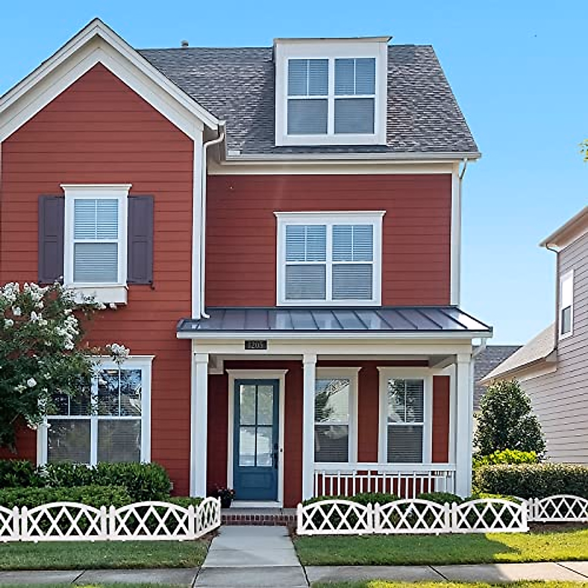 Worth Garden Plastic Fence Pickets Indoor Outdoor Protective Guard Edging Decor, White - Christmas Tree Fence - 10" H. x 95" L.