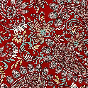 RSH Décor Indoor Outdoor Foam Rocker Rocking Chair Pad Cushions, Fits Cracker Barrel Rocker, Cushion Back 18" W x 24" H and Seat 18" W x 20" D, Choose Color (Eastman Berry Red Paisley)