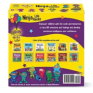 Ninja Life Hacks Emotions and Feelings Toy Book Box Gift Set (Plush Toys 1-8: Angry Ninja, Positive Ninja, Kind Ninja, Helpful Ninja, Inventor Ninja, Grumpy Ninja, Lazy Ninja, Earth Ninja)