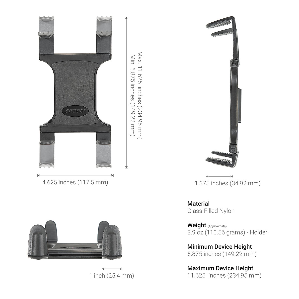 ARKON Mounts TAB131 Clamp Post Universal Tablet Mount Compatible with iPad Air, iPad 4 3 2, Galaxy Note 10.1 Pro12.2 Retail Black