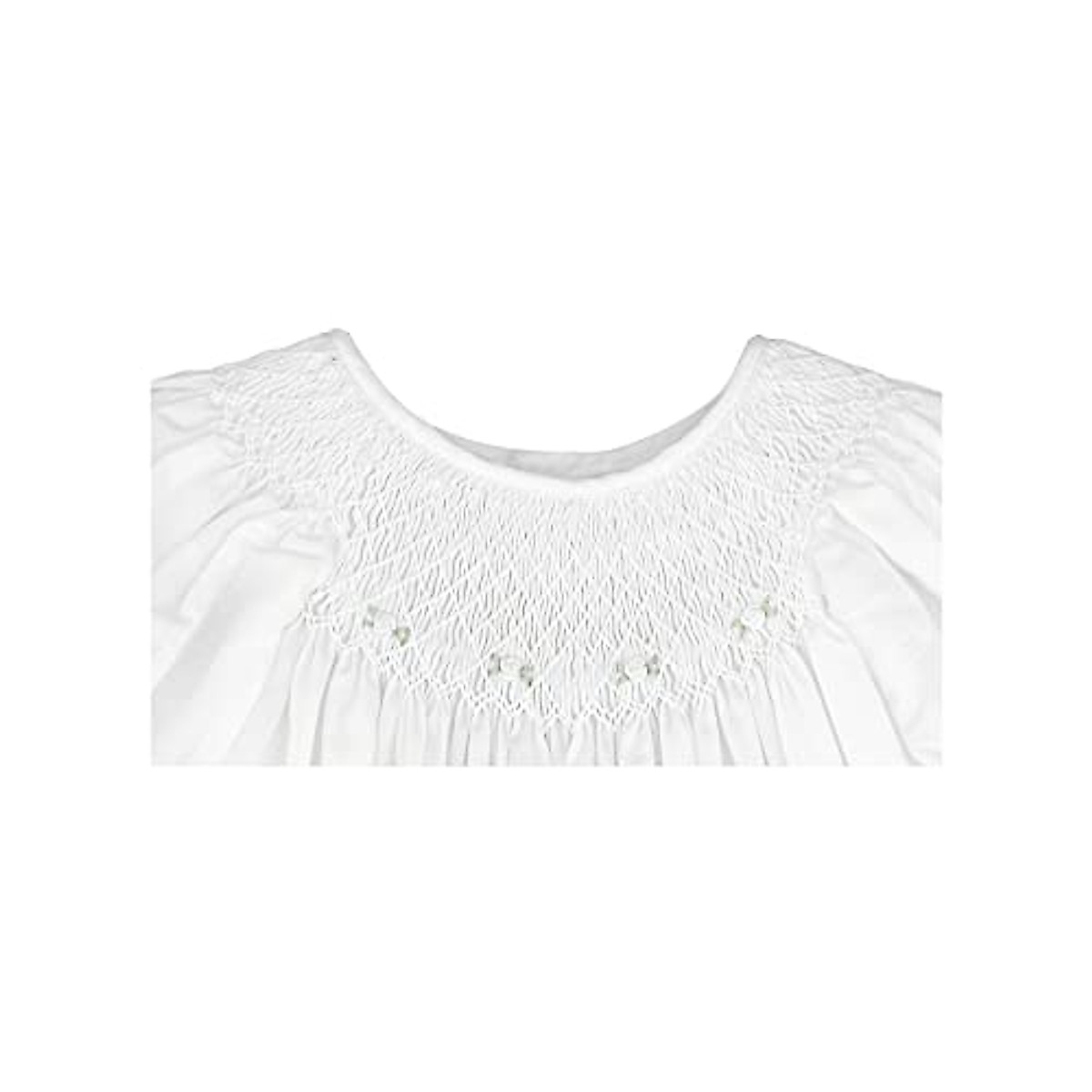 Petit Ami Baby Girls' Bishop Smocked Daydress, Newborn, White