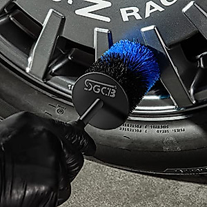 SGCB Car Wheel Rim Detailing Brush for Vehicle, 17 inch Long Auto Soft Bristle Wheel Cleaner Brush No Scratch Tire Rim Scrub Brush Alloy Wheel Shining Washing Scrub Brush Easy Reaching Inside Deep Rim