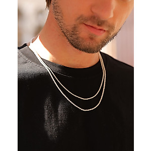 Silver Necklace for women men 2.5mm Rope Chain 925 Sterling Silver Clasp Rope Chain Silver Chain for men 16/18/20/22/24/26/28/30 Inches(16)