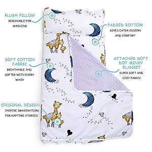 JumpOff Jo - Toddler Nap Mat - Sleeping Bag for Kids with Removable Pillow and Ultra Soft Blanket for Preschool, Daycare, and Sleepovers - Llama & Mama