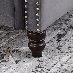 Ucloveria Chesterfield Sofa, 57" Velvet Upholstered Loveseat 2 Seater Sofa Couch with 2 Pillows, Solid Wood Legs, Tufted Futon Sofa with Rolled Arms and Nailhead for Living Room, Office, Apartment