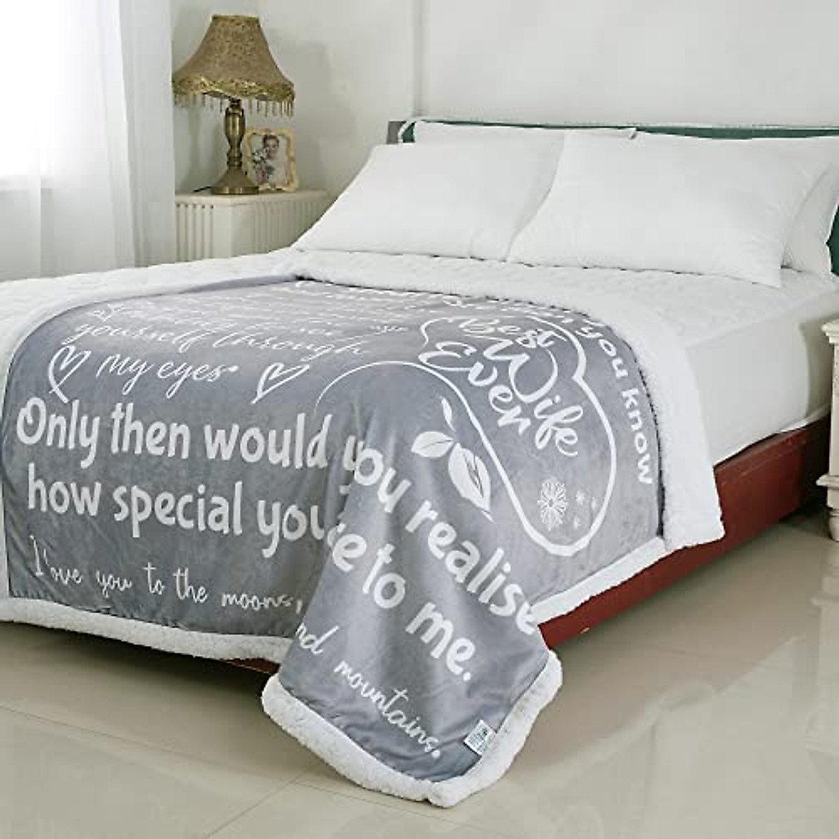 Wife Happy Anniversary Blanket Gifts - Luxurious Throw Blankets with Loving Messages for Birthday Gift for Her | Snuggly Soft Wife Blanket from Husband for Valentine's Day Wife Gifts | 50" X 60"