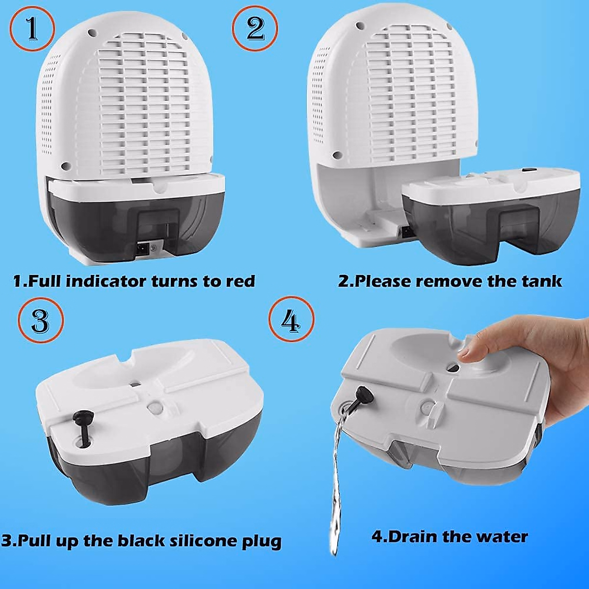 New Electric Quiet Mini Dehumidifier 500ML(16.9 oz) Portable for Home Kitchen Bedroom Bathroom Basement Caravan Closet Office RV Garage with Auto Shut Off(Blue)