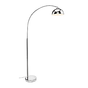 Catalina 76" Mid-Century Modern Over-The-Sofa Curved Metal Arc Floor Lamp with Heavy Base, Classic Chrome