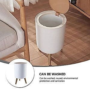 DOITOOL Trash Can Garbage Bin with Press Top Lid Modern Waste Basket Kitchen Waste Can Bucket for Kitchen Bathroom Bedroom Living Room Office White