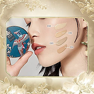 CATKIN BB Cream Air Cushion Foundation Full Coverage Moisturizing Concealer Natural Makeup With Free Refill Ivory Beige 0.46 Ounce