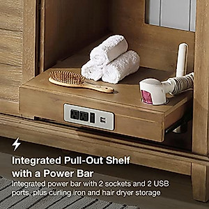 OVE Decors Edenderry 72" Double Undermount Sink Bathroom Vanity with Cultured Marble Countertop and Barn Doors, Pre-Assembled | Backsplash Included | 03 Drawers and Power Bar, 72 inches, Rustic Almond