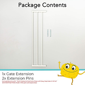 Toddleroo by North States 7.25” Extension for “Arched Auto Close with Easy Step Baby Gate”. Fits openings up to 63.38'' wide. Add up to 3 extensions. No tools required. (Adds 7.25" width, White)